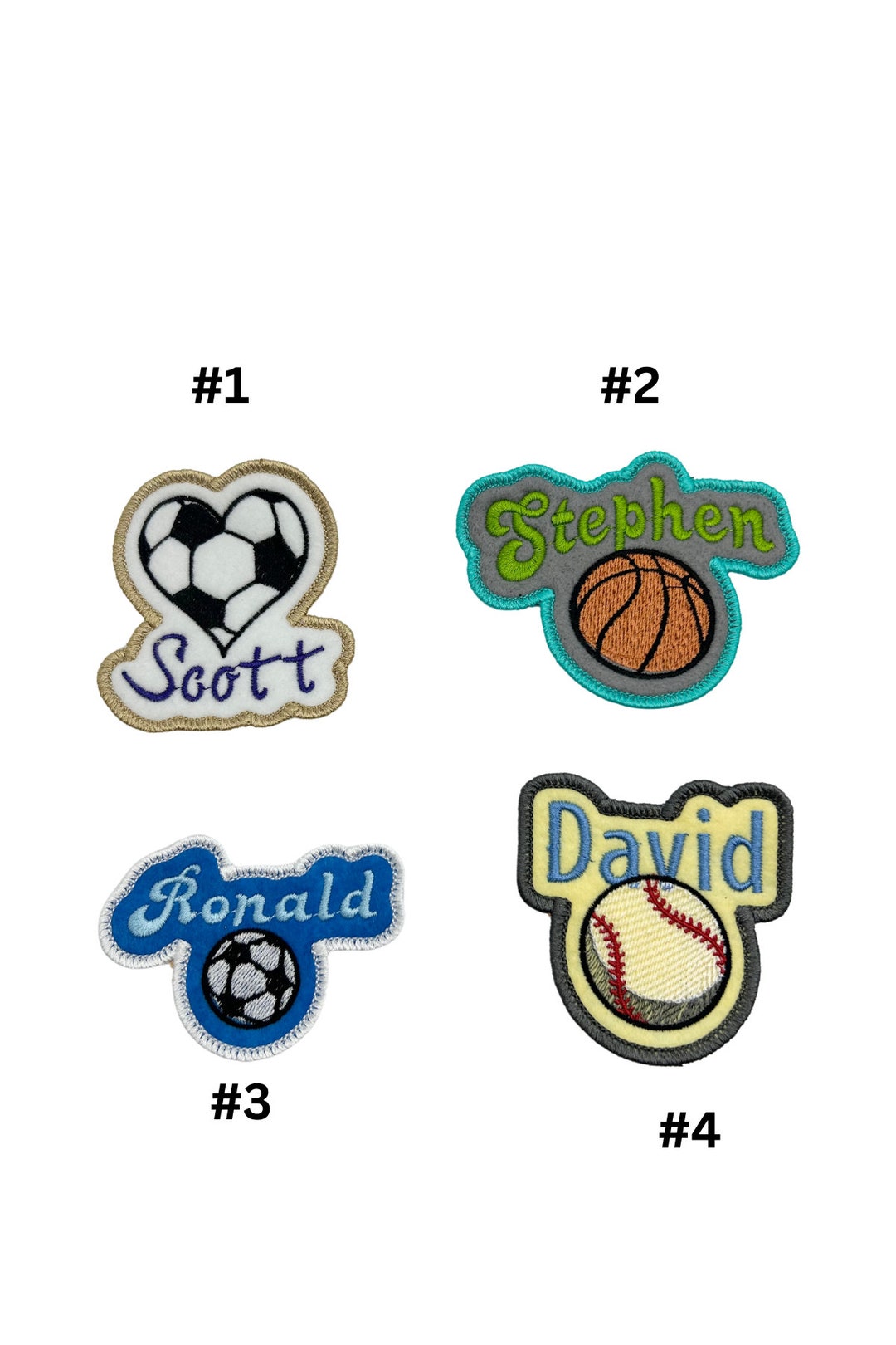 Custom Felted Iron-on Sports Name Tag Patch Basketball Soccer Base Ball ...