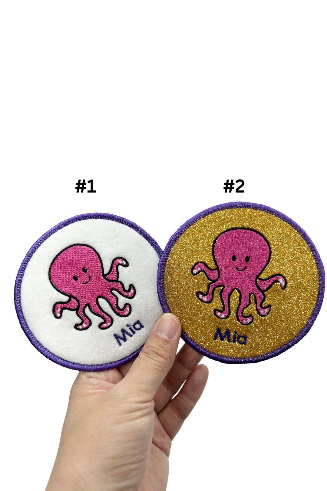 Custom Glittered Octopus Name Patch, Iron-on Felt Applique - Etsy
