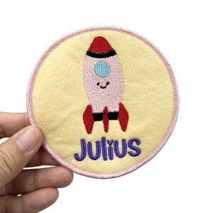 Custom Felted Iron-on Space Spaceship Alien Astronaut Name Tag Patch ...
