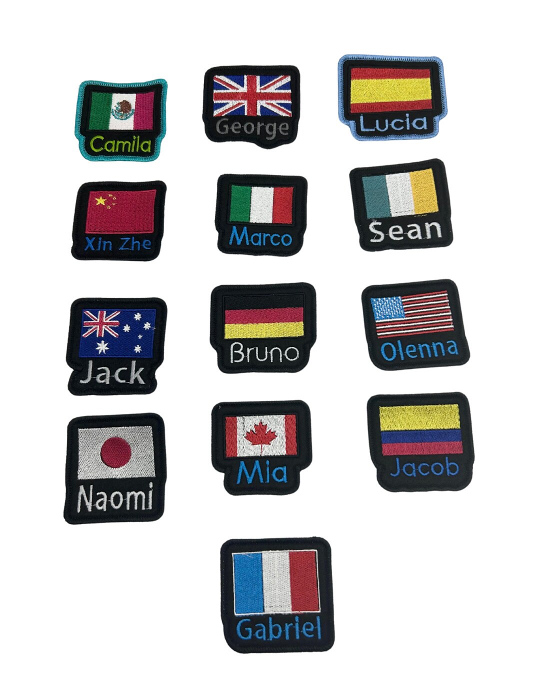 Custom Felted Iron-on Country Flags Name Tag Patch. Attach on Clothing ...