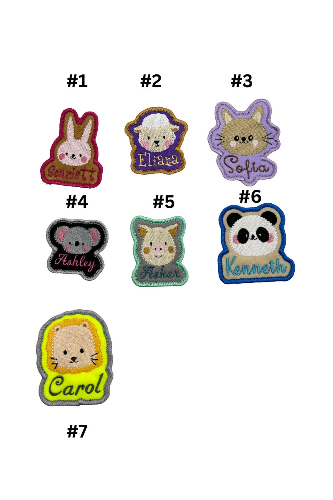 Custom Felted Iron-on Small Baby Animal Face Name Tag Patch. Attach on ...