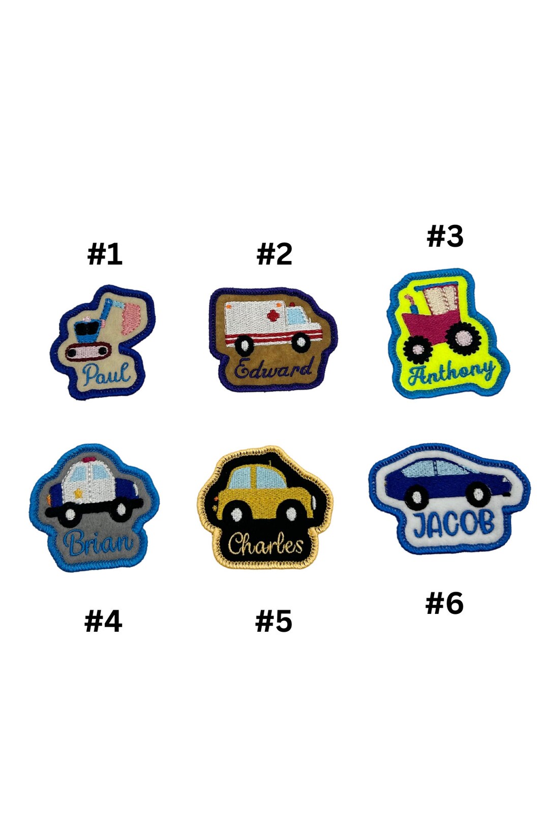 Custom Felted Iron-on/sew-on Small Vehicles Cars Name Tag Patch. Attach ...