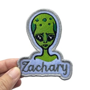 Custom Felted Iron-on Space Spaceship Alien Astronaut Name Tag Patch ...