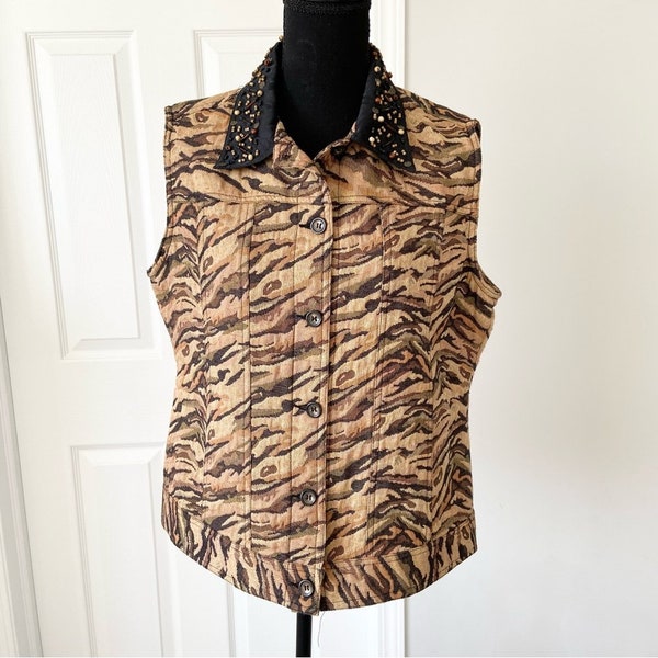Tiger Print Vest - Etsy