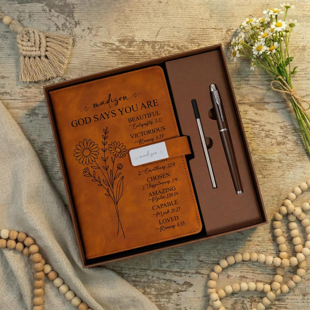 God Says You Are Bible Verse Journal Set With Pen, Personalized Prayer ...