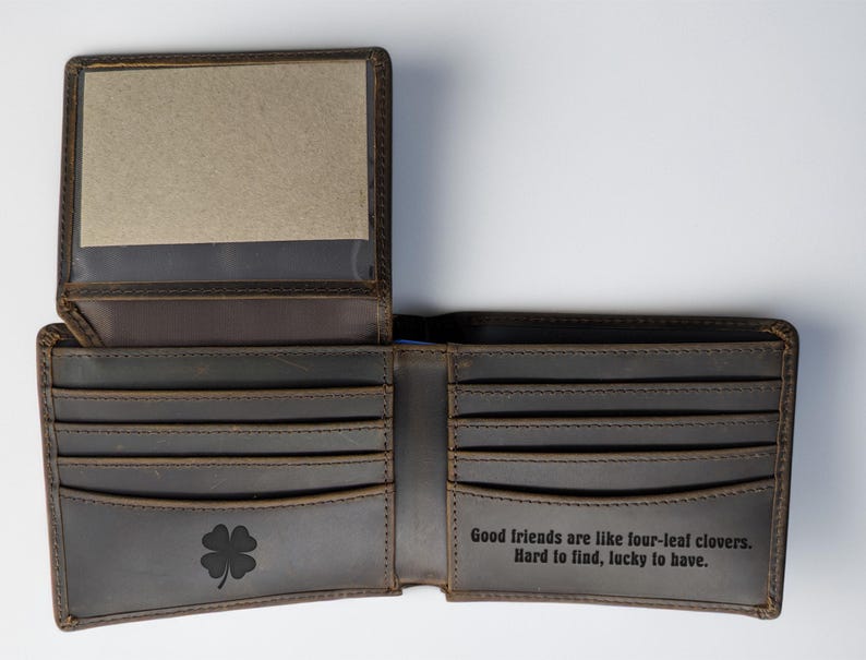 Personalized Leather RFID Wallet, Engraved Genuine Leather Custom ...