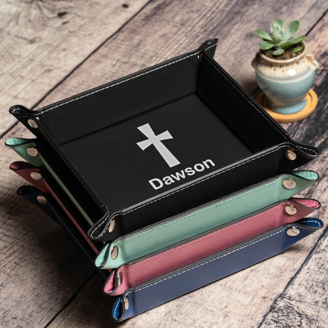 Personalized Leather Valet Tray for Men, Personalized Valet for Desk ...