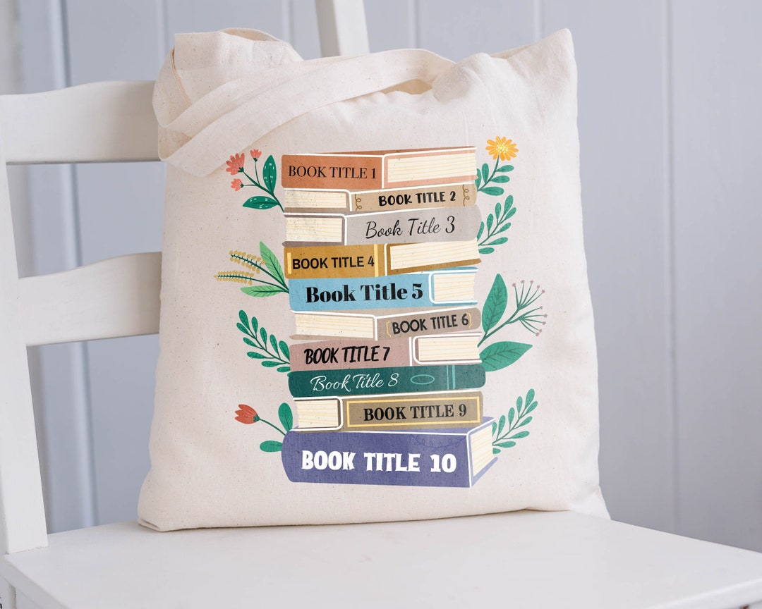 Custom Book Name Tote Bag, Personalize Bookish Lovers Tote, Cute Book ...