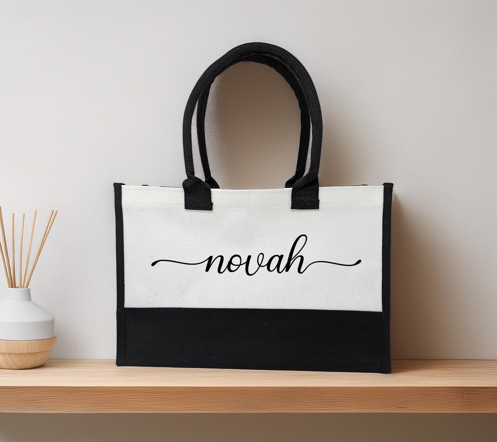 Personalized Canvas Bag With Name, Custom Bridesmaid Tote Gift Bag With ...