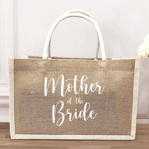 Mother of the Bride Tote Bag, Mother of the Groom Burlap Bag, Mother of ...