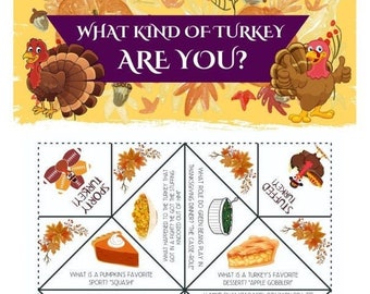 PRINTABLE Thanksgiving Fortune Teller and Cootie Catcher - Etsy