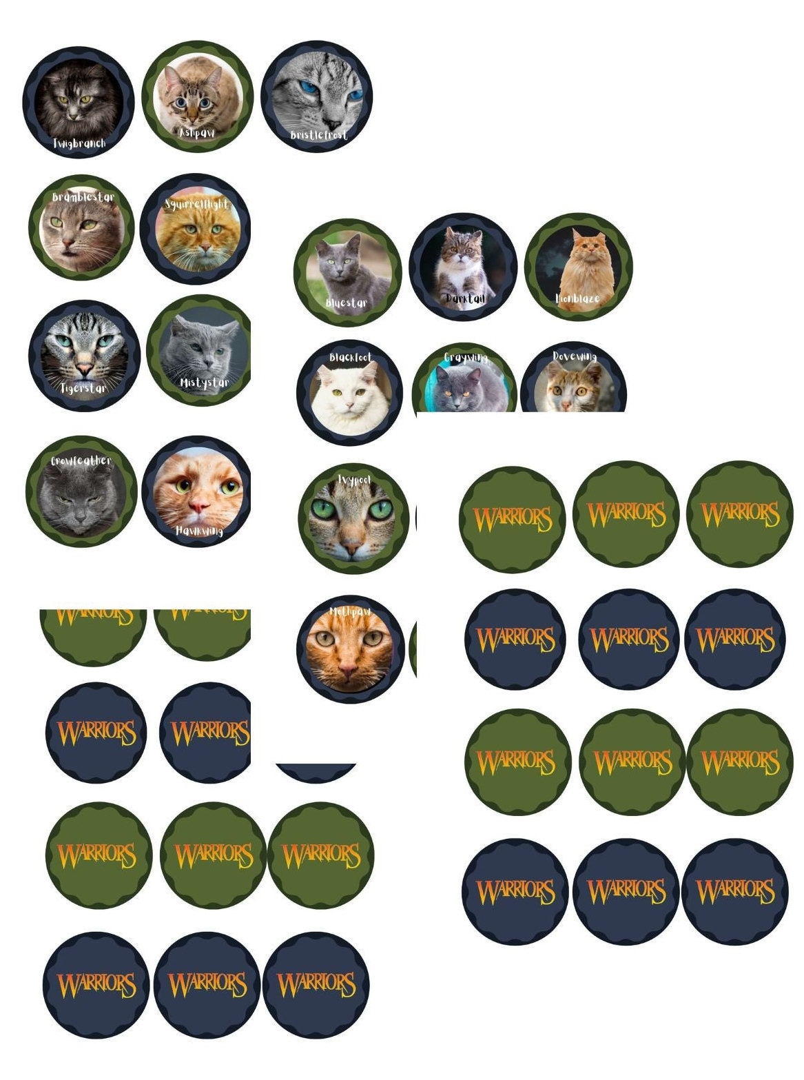 PRINTABLE Warrior Cat Cupcake Toppers Blue and Green - Etsy Australia