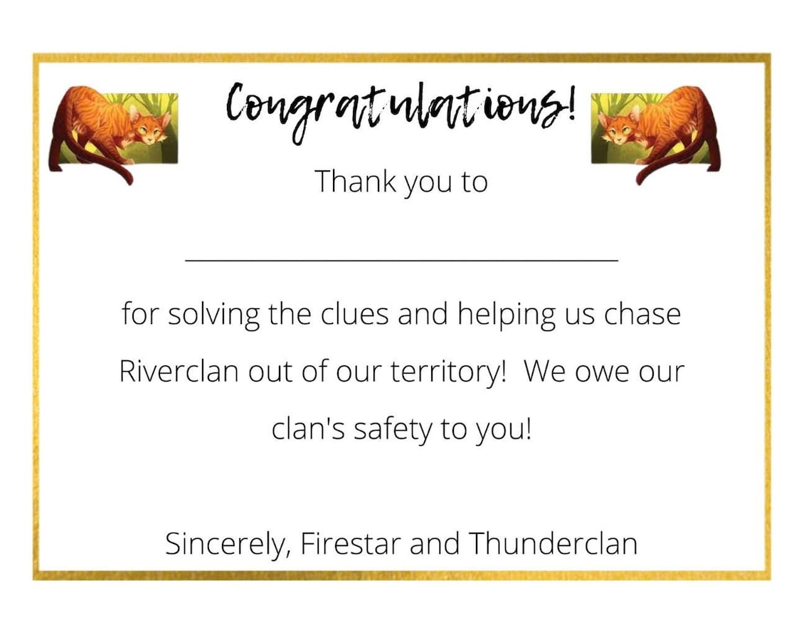 Warrior Cat Treasure Hunt Printable – Party Scavenger Game PDF - Etsy