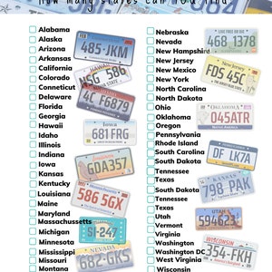 PRINTABLE License Plate Game | Roadtrip Games - Etsy