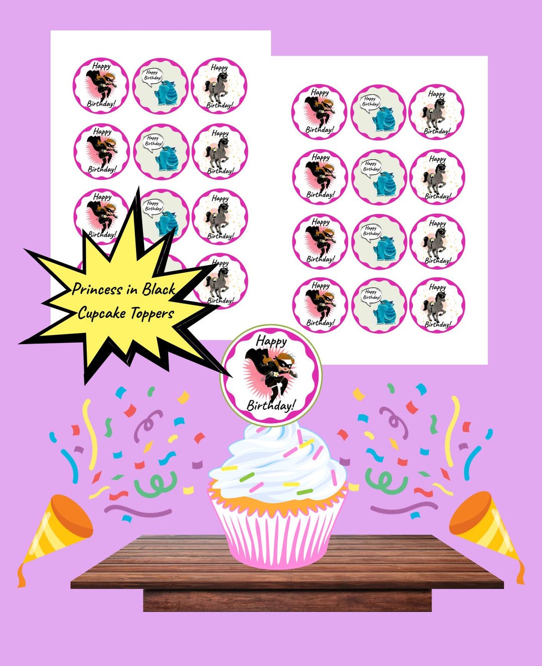 Superhero Princess Birthday Cupcake Toppers | PDF | Immediate Download ...
