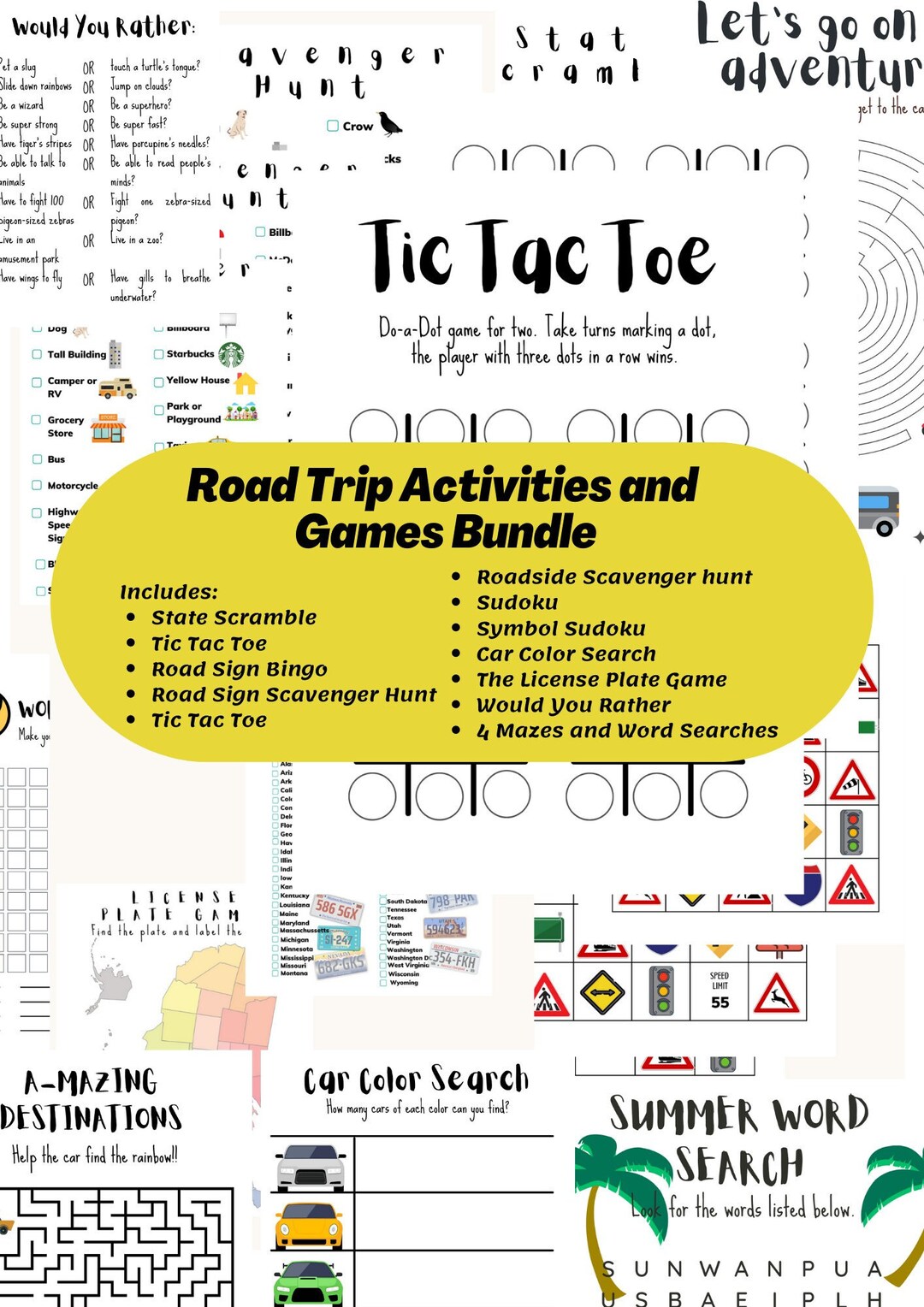 PRINTABLE BUNDLE Roadtrip Games | 19 Pages of Activities | Boredom ...