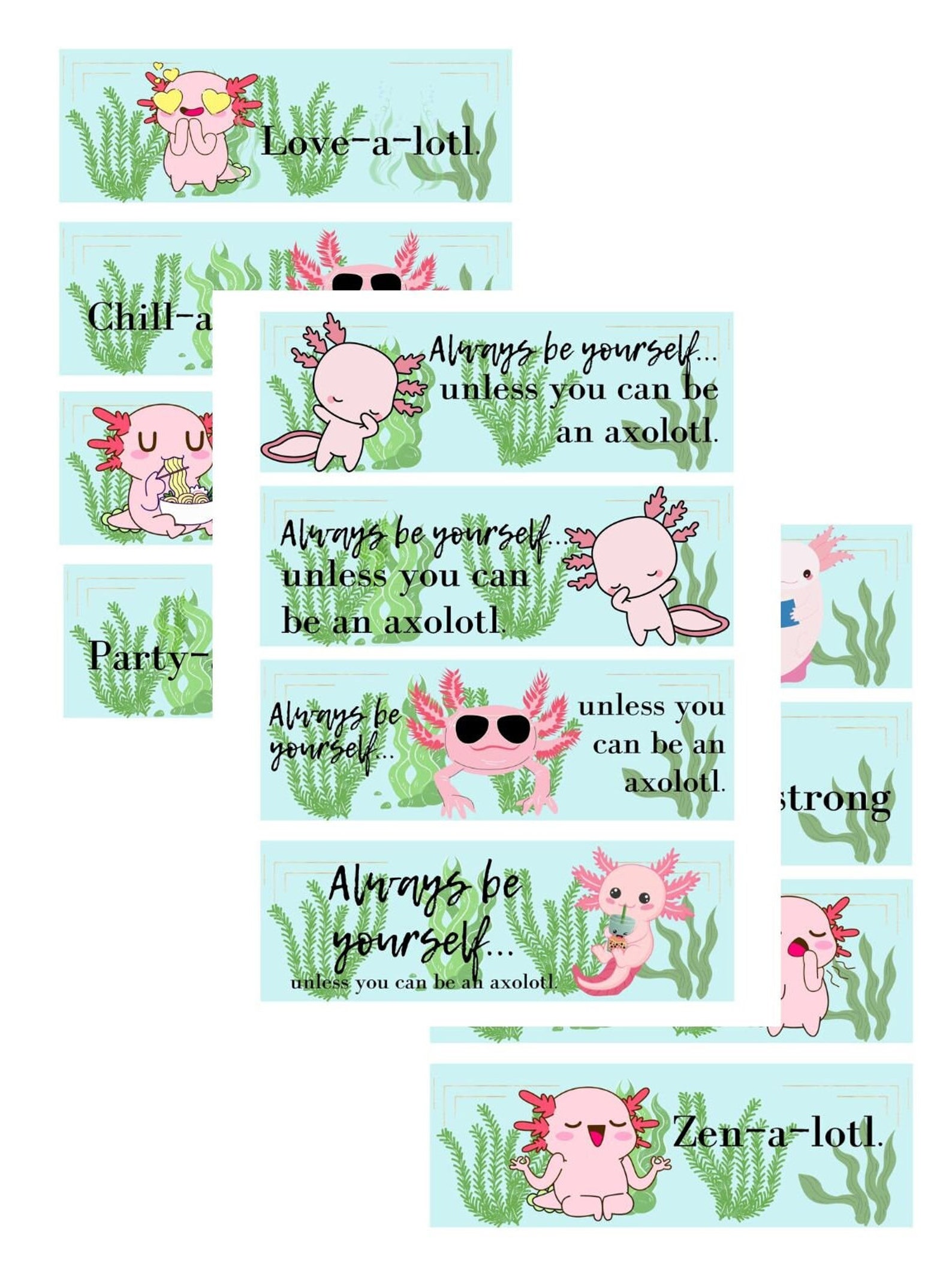PRINTABLE Axolotl Bookmarks Axolotl Birthday Axolotl Party Party Favor ...