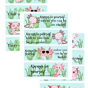 PRINTABLE Axolotl Bookmarks | Axolotl Birthday | Axolotl Party | Party ...