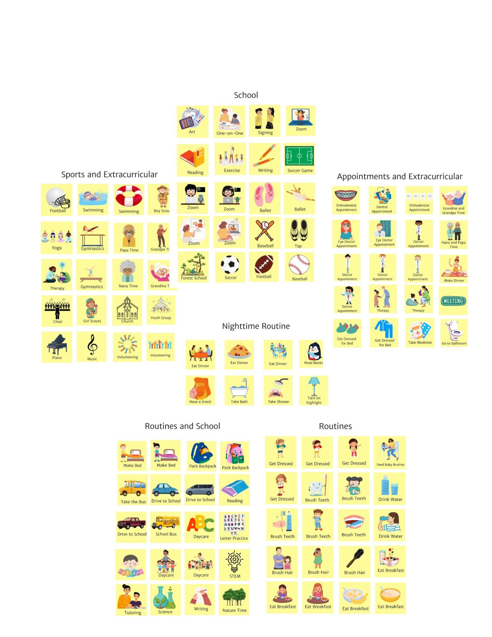 FULLY EDITABLE Weekly Visual Routine Chart With 72 Cards | Schedule for ...