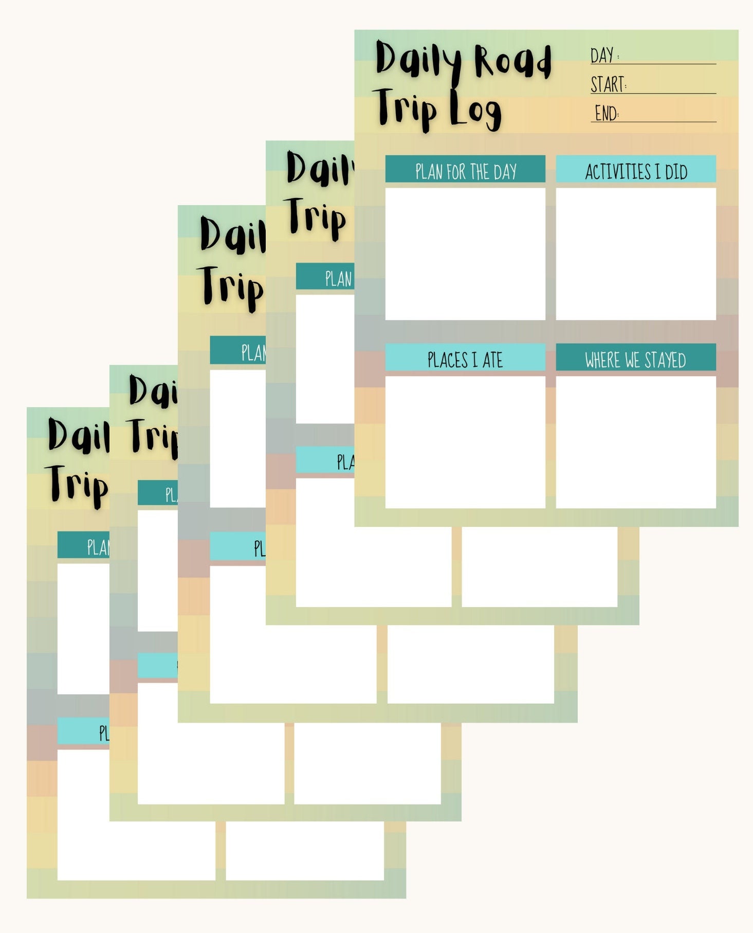 PRINTABLE Kids Daily Road Trip Log | Daily Tracker | Road Trip ...