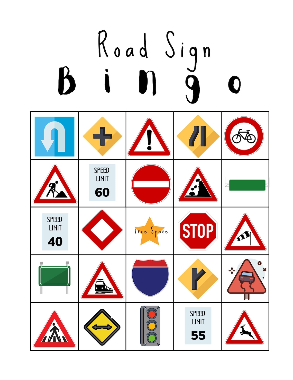 Printable Road Sign Bingo for Car Rides – Kids Travel Game PDF - Etsy