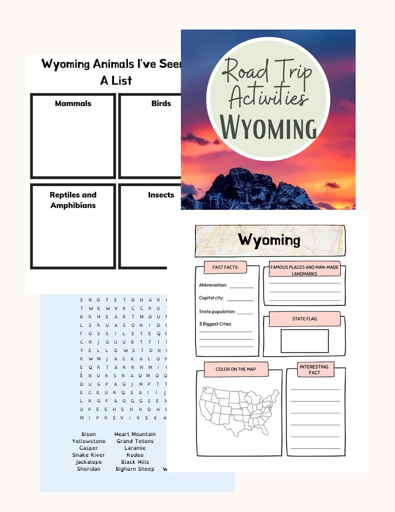 PRINTABLE Wyoming Road Trip Activities and Games Road Trip Games ...