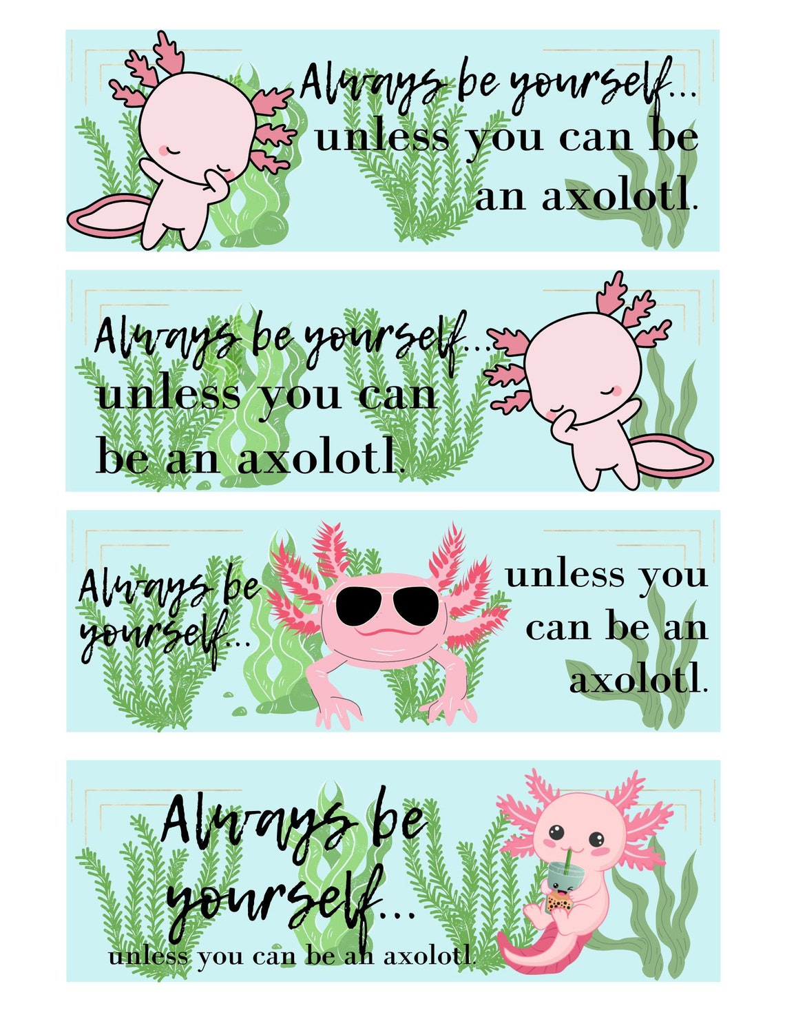 PRINTABLE Axolotl Bookmarks Axolotl Birthday Axolotl Party Party Favor ...