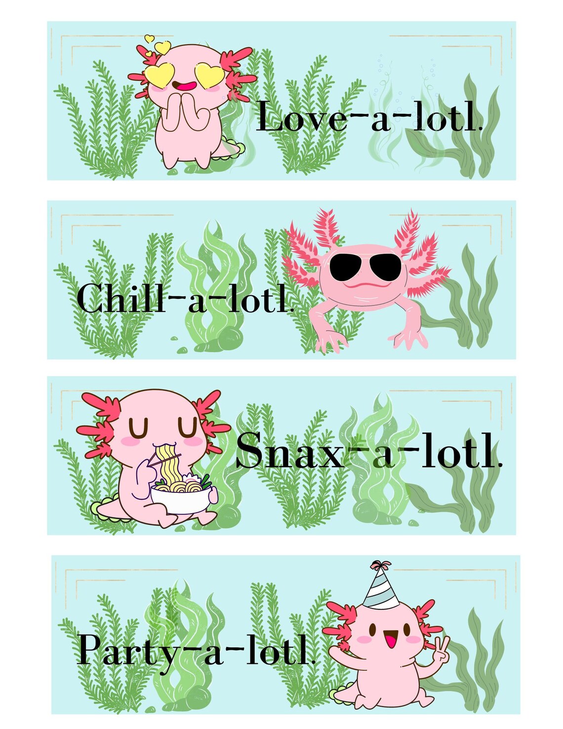 PRINTABLE Axolotl Bookmarks Axolotl Birthday Axolotl Party Party Favor ...
