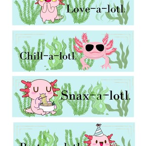 PRINTABLE Axolotl Bookmarks | Axolotl Birthday | Axolotl Party | Party ...