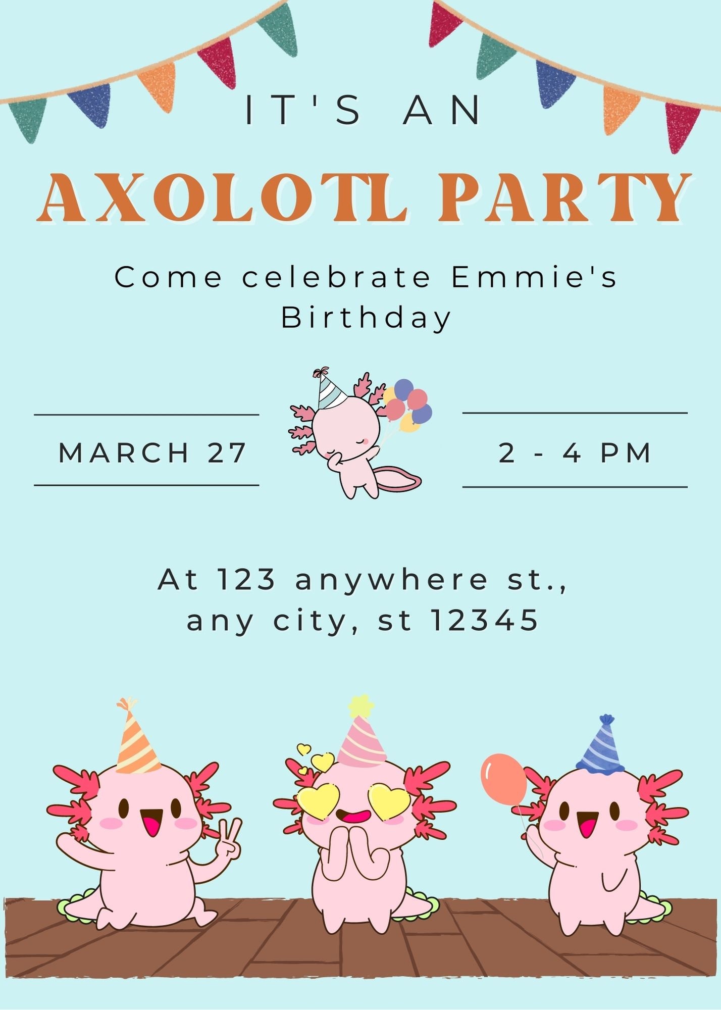 Custom Axolotl Party Invitation | Printable | Axolotl Birthday Party ...
