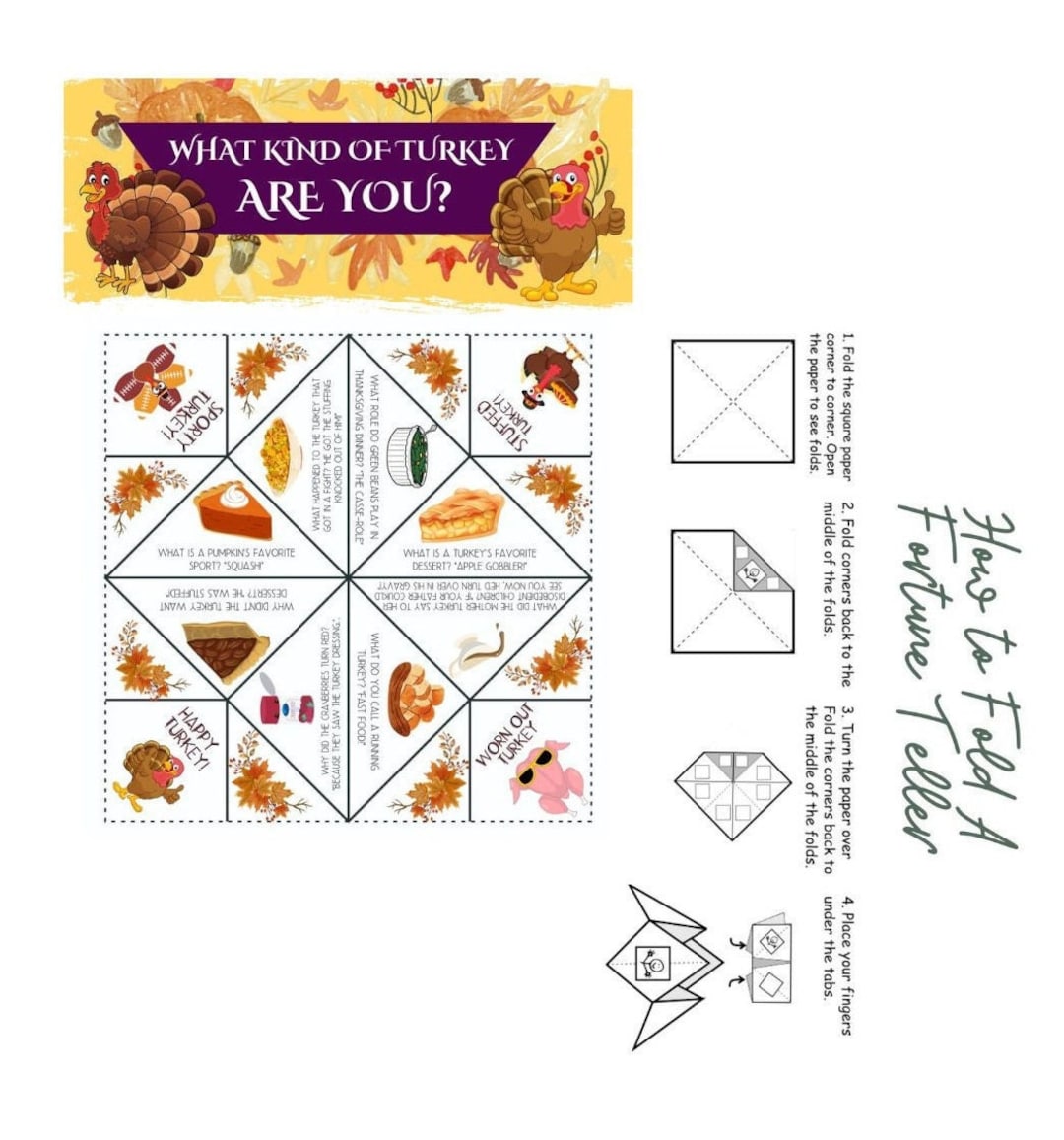 PRINTABLE Thanksgiving Fortune Teller and Cootie Catcher | Thanksgiving ...