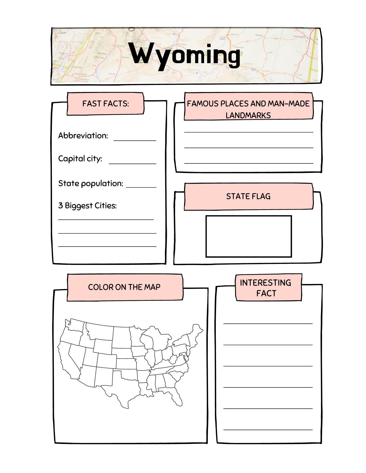 PRINTABLE Wyoming Road Trip Activities and Games Road Trip Games ...