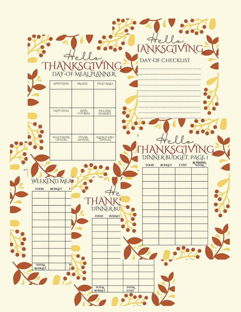 PRINTABLE Thanksgiving Planner | Meal Prep | Shopping List | Budgeting ...