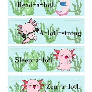 PRINTABLE Axolotl Bookmarks | Axolotl Birthday | Axolotl Party | Party ...
