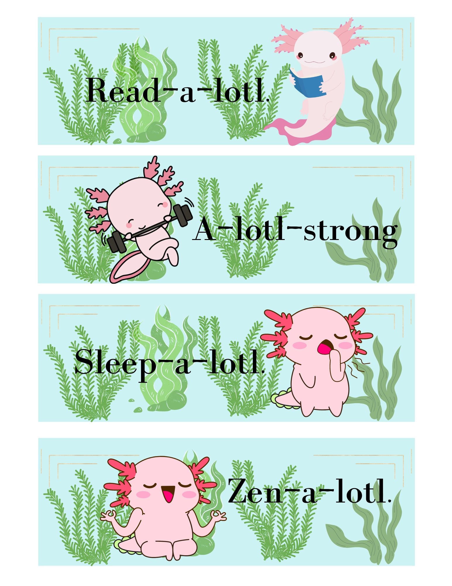 PRINTABLE Axolotl Bookmarks Axolotl Birthday Axolotl Party Party Favor ...
