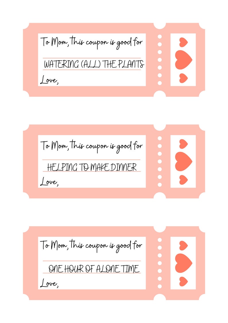 PRINTABLE and CUSTOMIZABLE Mothers Day Coupon Book - Etsy