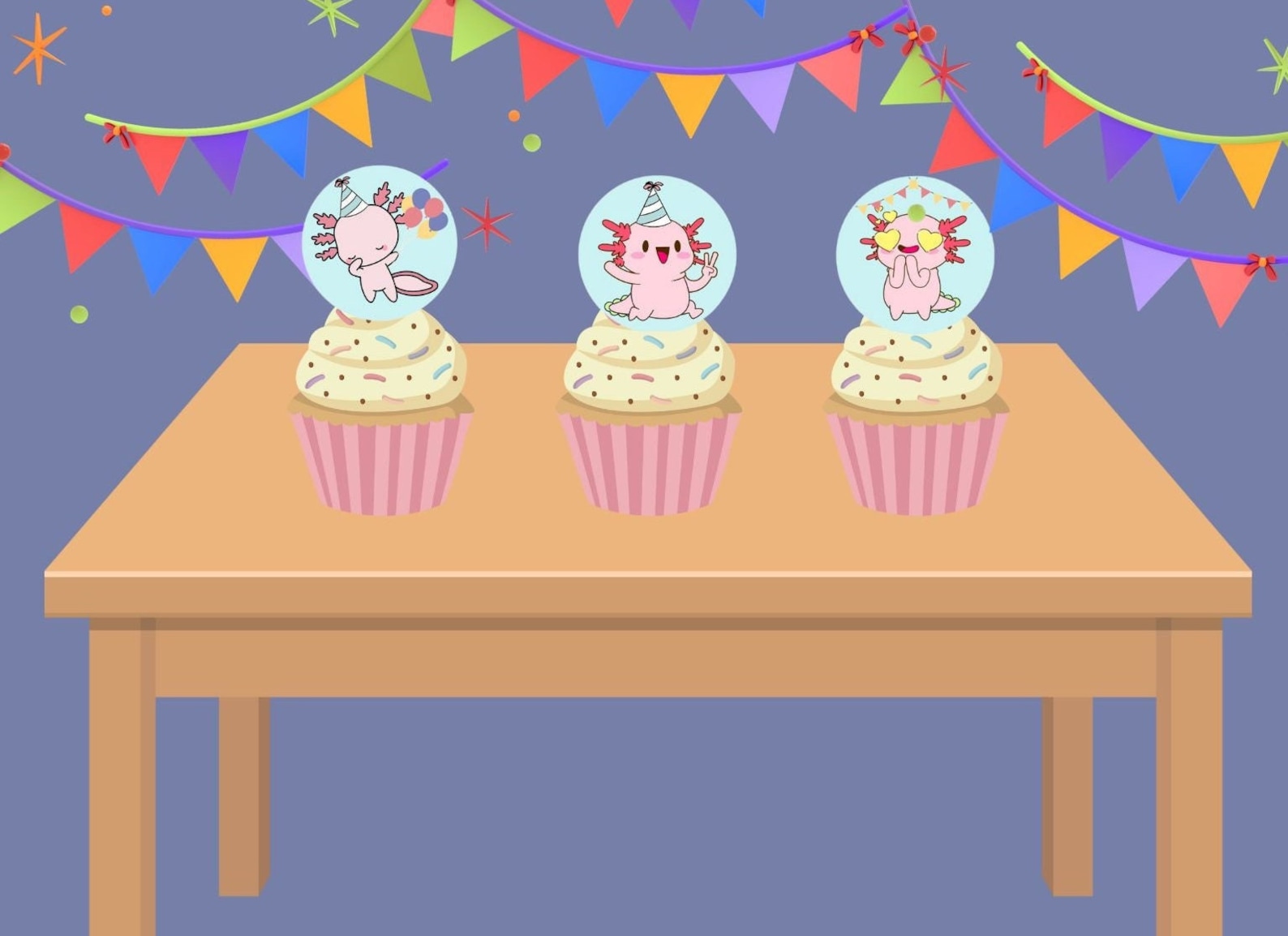 PRINTABLE Axolotl Party Toppers | Cupcake Toppers | Axolotl Birthday ...