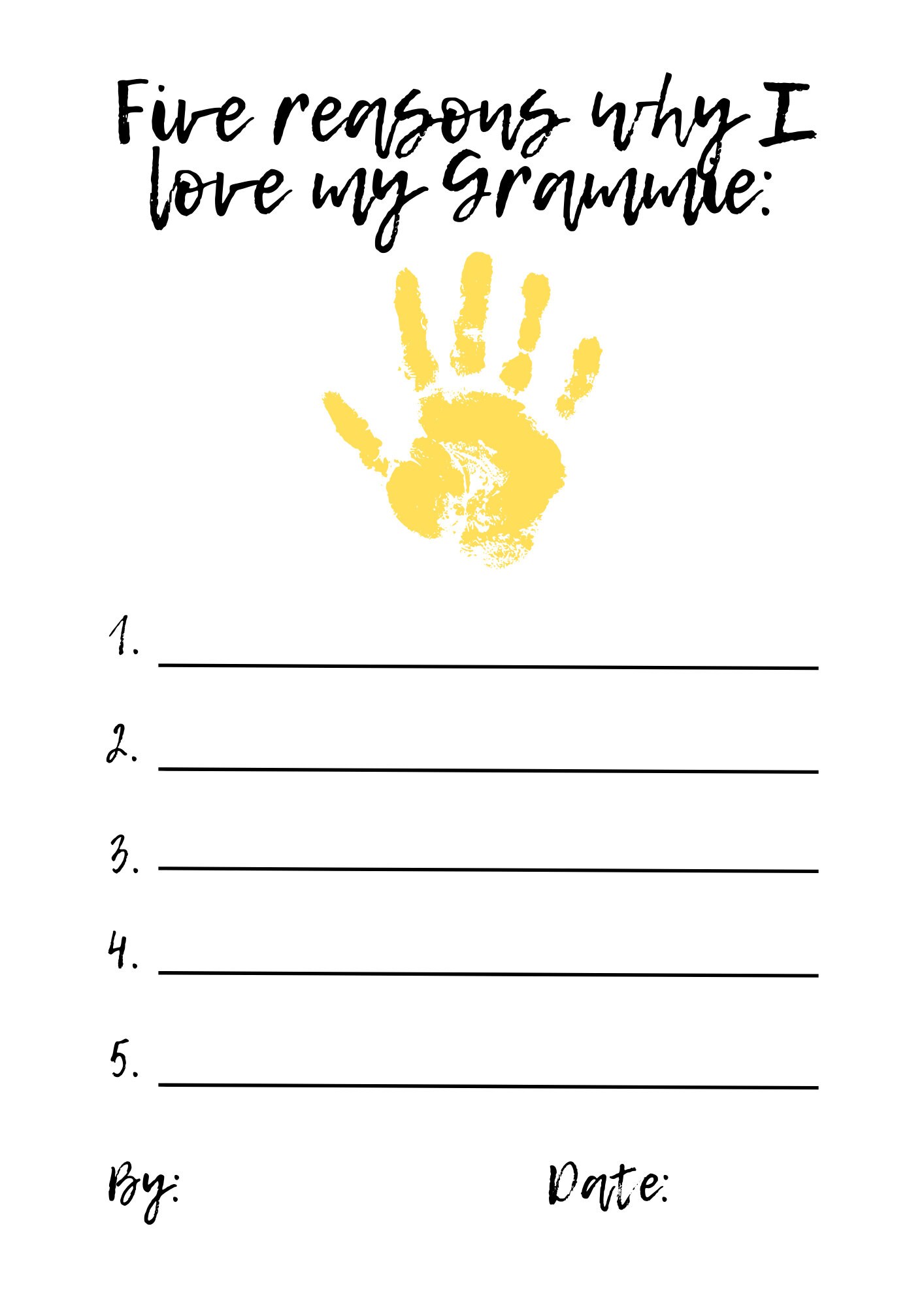 PRINTABLE 5 Reasons Why I Love... Mothers Day Handprint Art - Etsy