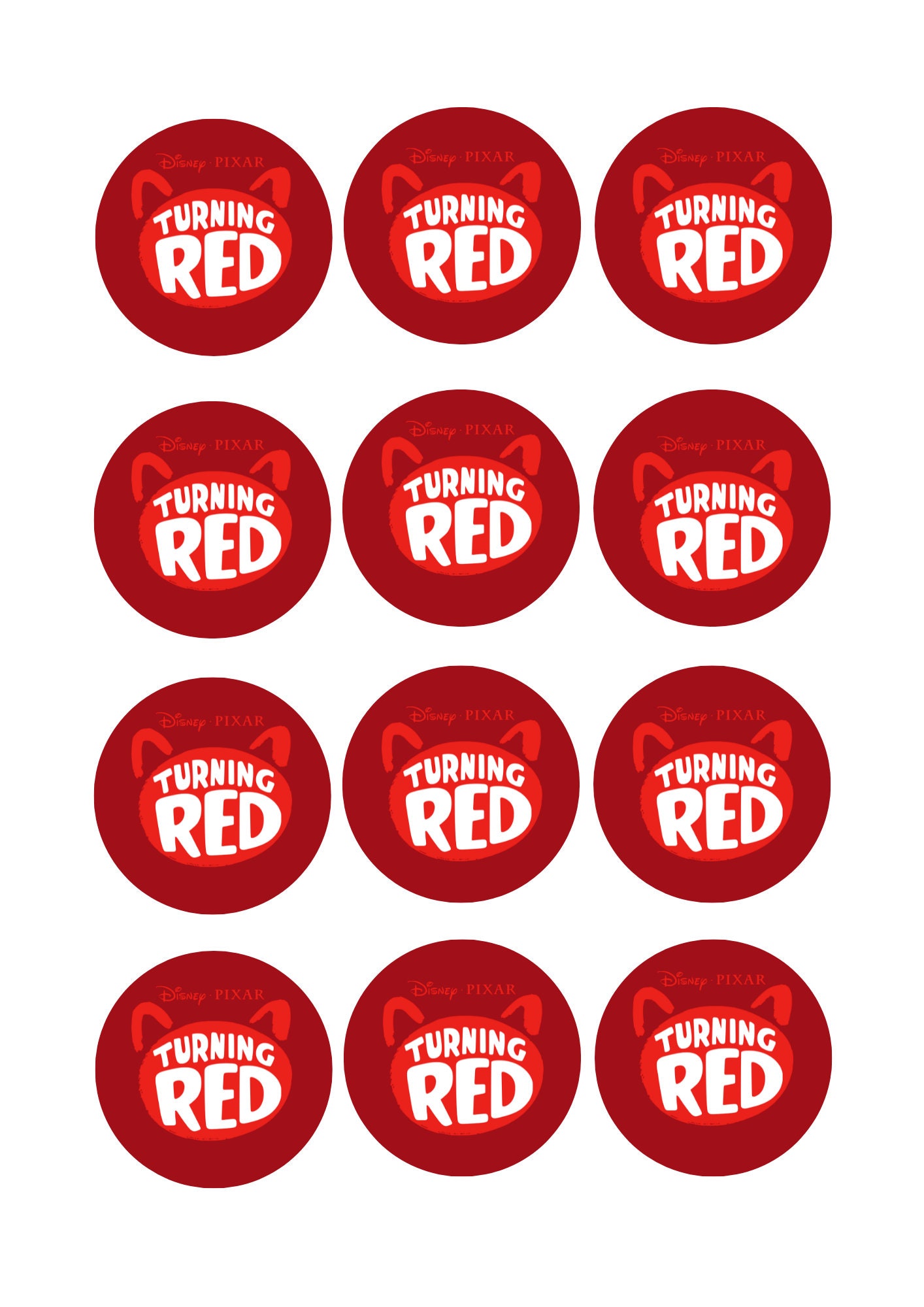 Printable Turning Red Cupcake Toppers Turning Red Movie Party Pixar ...