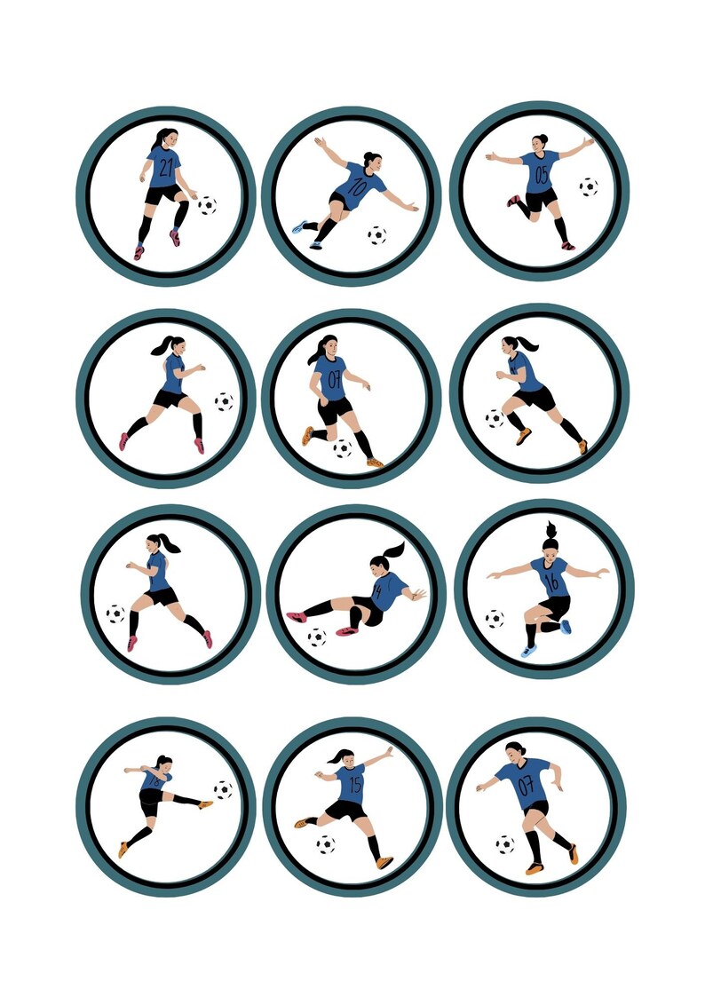 Soccer Cupcake Toppers Girl Team Soccer Customizable - Etsy