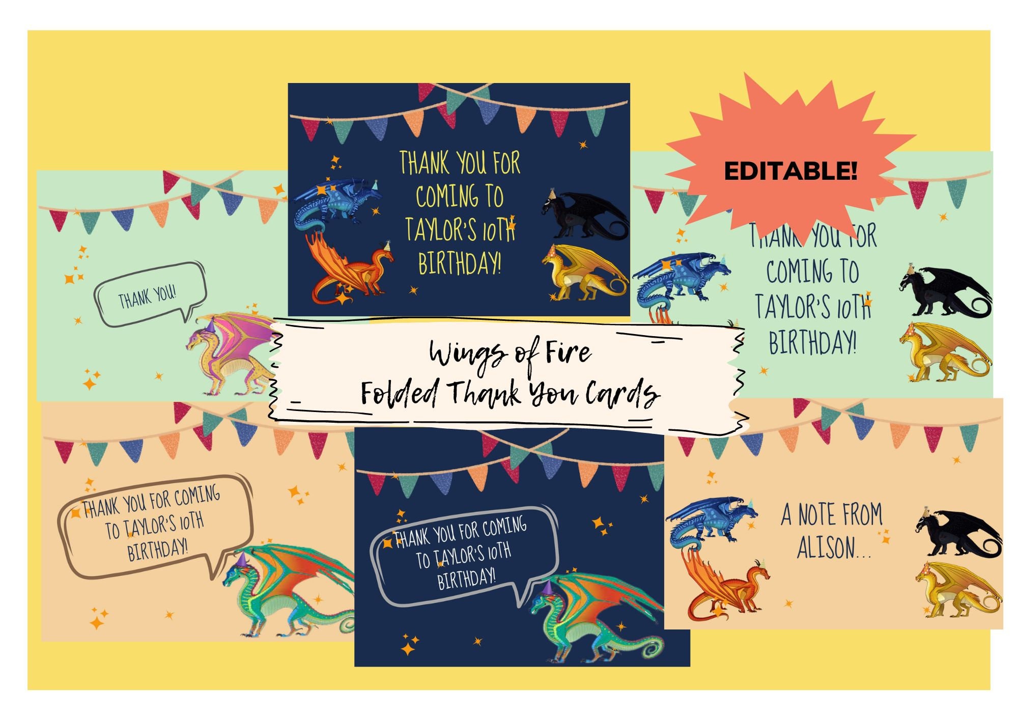 Printable Dragon Folded Notecards | Thank You Cards | Wings of Fire ...