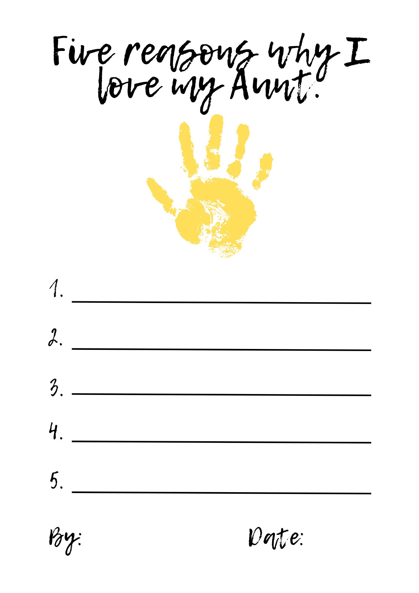 PRINTABLE 5 Reasons Why I Love... Mothers Day Handprint Art - Etsy