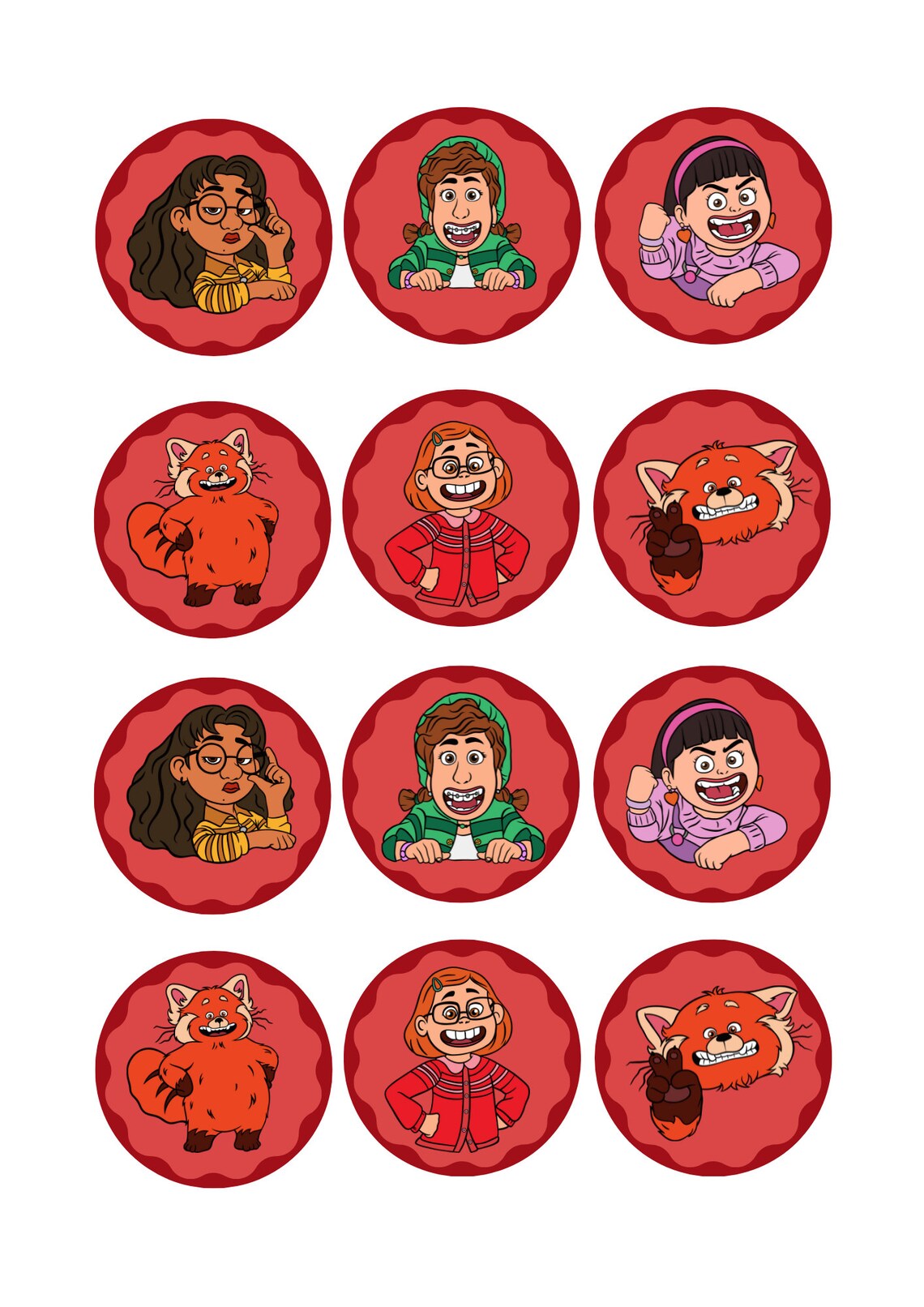 Printable Turning Red Cupcake Toppers Turning Red Movie Party Pixar ...