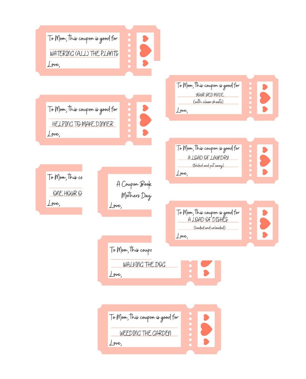 PRINTABLE and CUSTOMIZABLE Mothers Day Coupon Book - Etsy