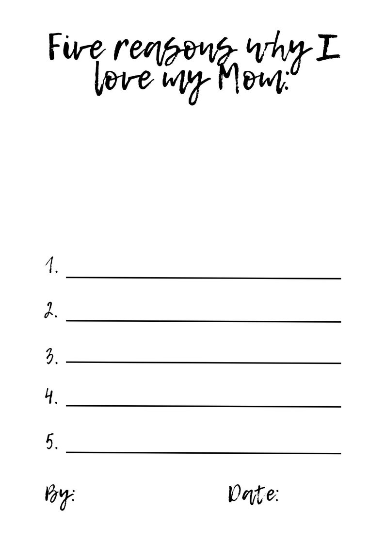 PRINTABLE 5 Reasons Why I Love... Mothers Day Handprint Art - Etsy