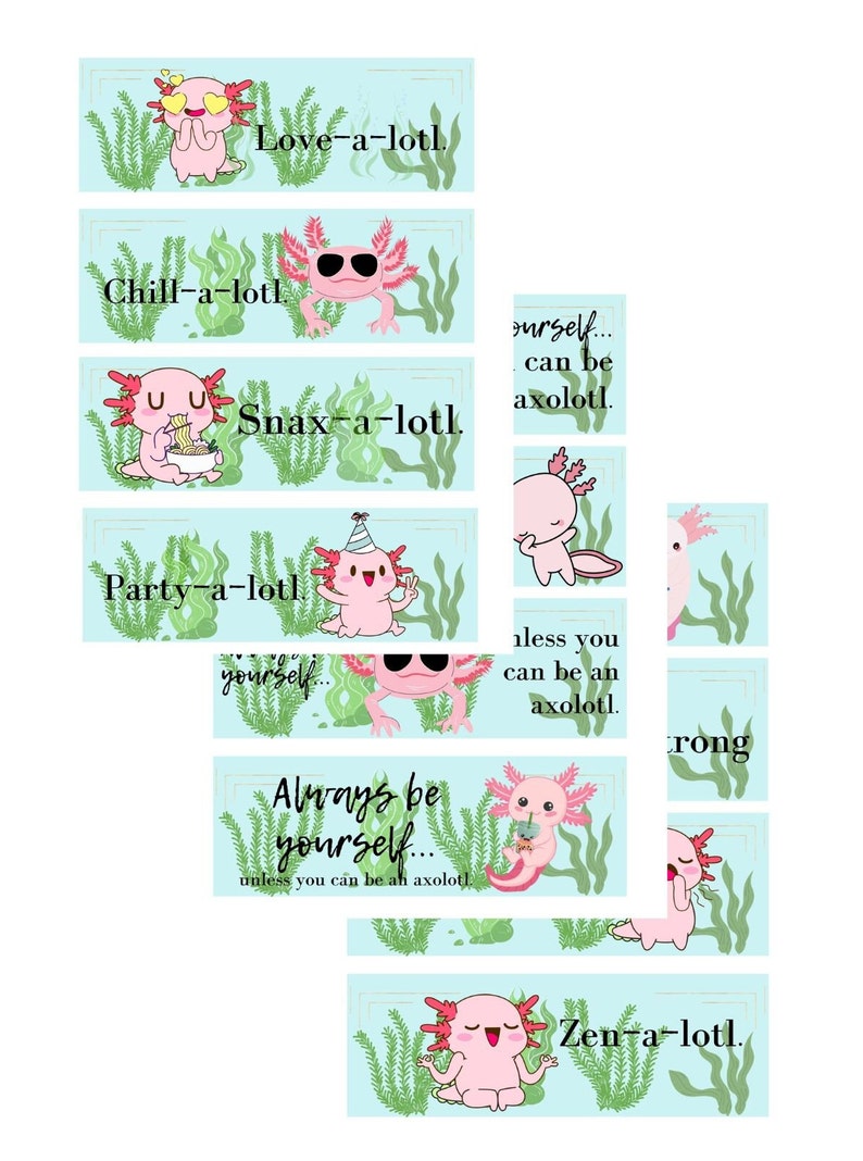 PRINTABLE Axolotl Bookmarks | Axolotl Birthday | Axolotl Party | Party ...
