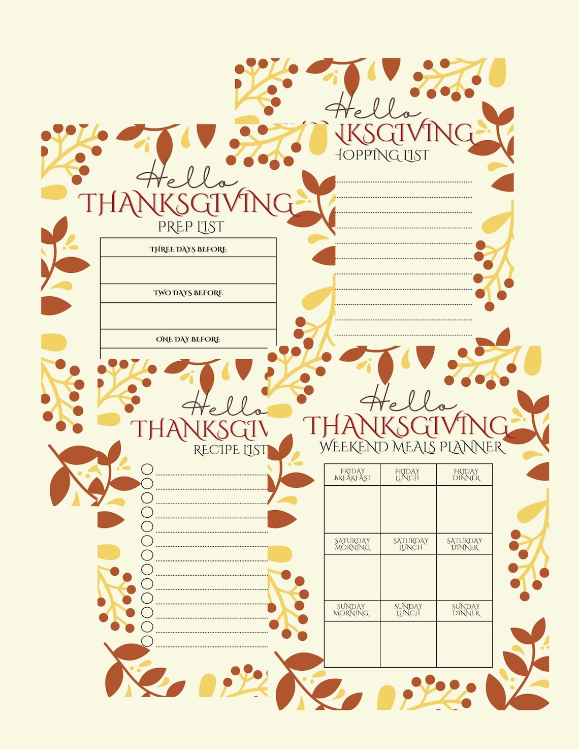 PRINTABLE Thanksgiving Planner | Meal Prep | Shopping List | Budgeting ...