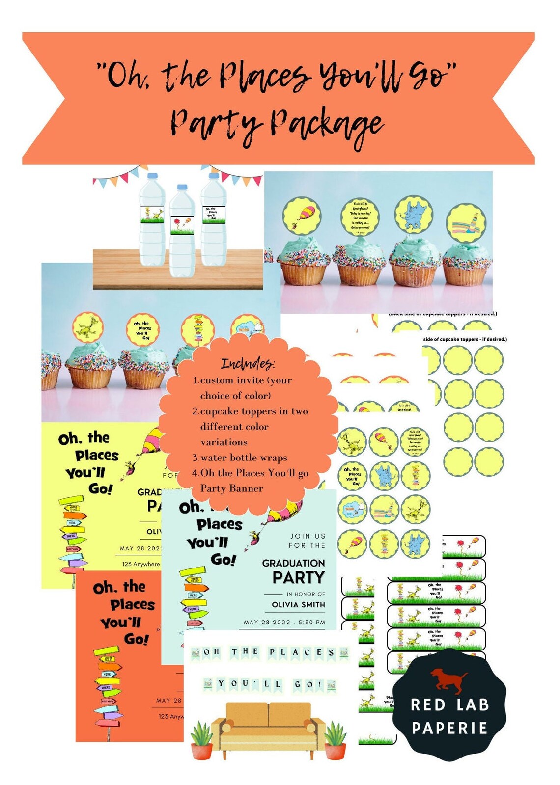 PRINTABLE oh, the Places You'll Go Party Package Dr. Seuss Graduation ...
