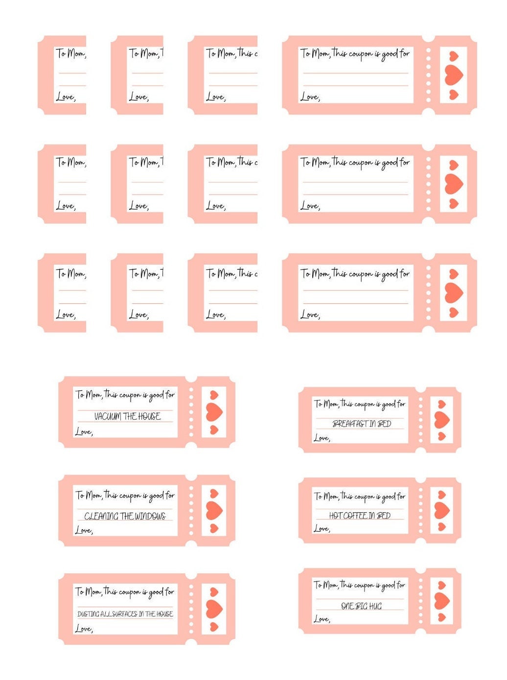 PRINTABLE and CUSTOMIZABLE Mothers Day Coupon Book - Etsy