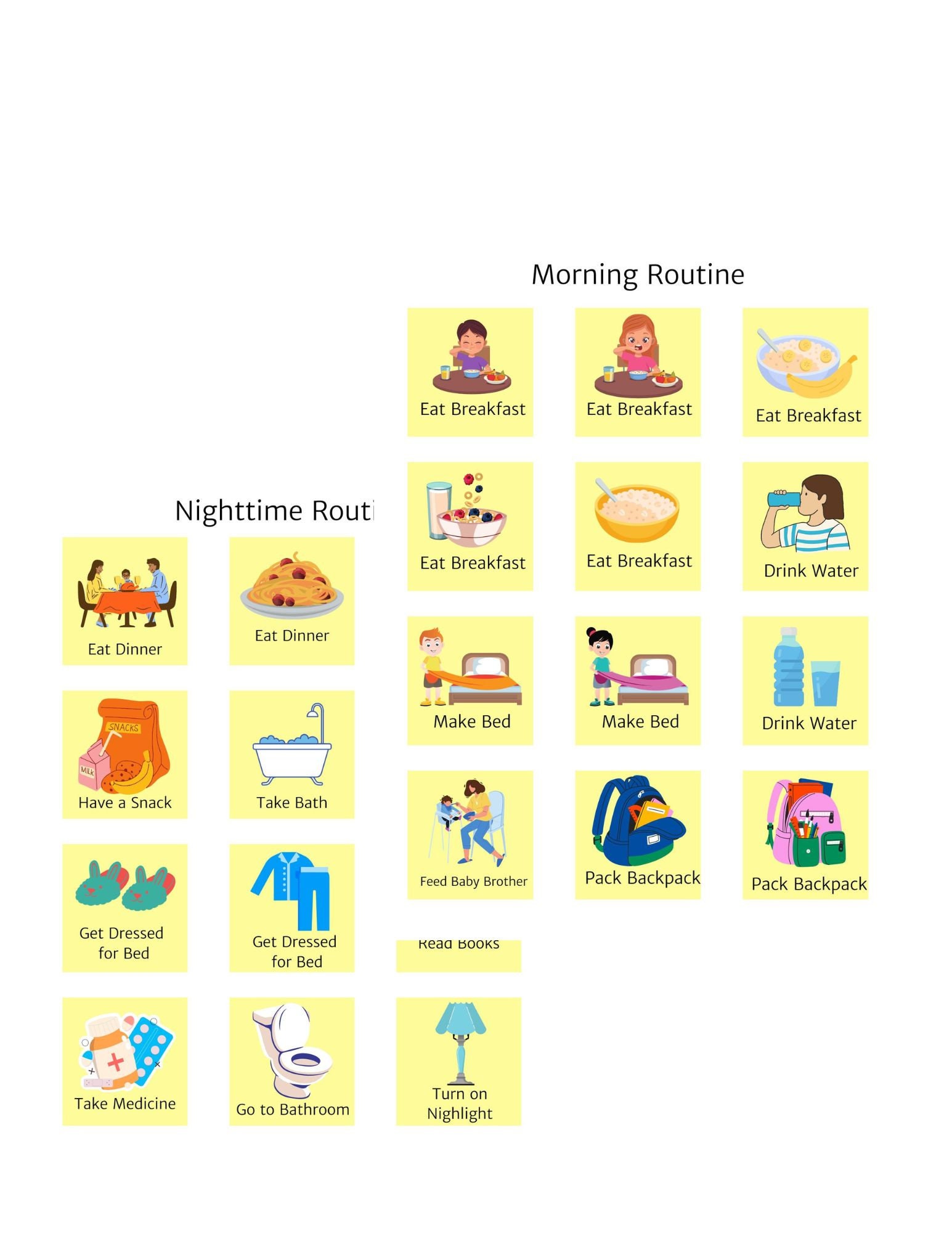 FULLY EDITABLE Daily Visual Routine Chart With 72 Cards Schedule for ...